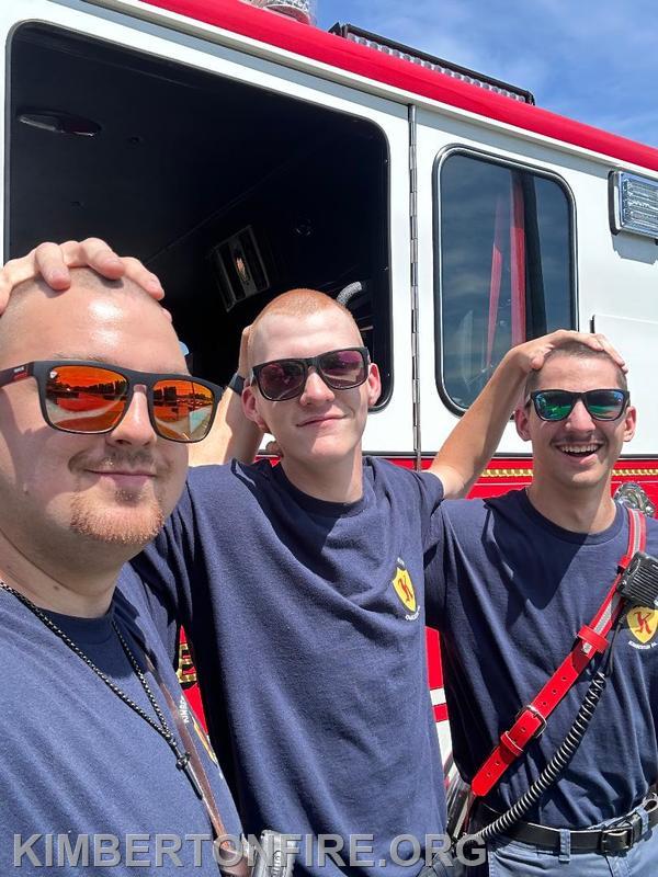 Firefighters get their heads shaved for children's cancer research ...